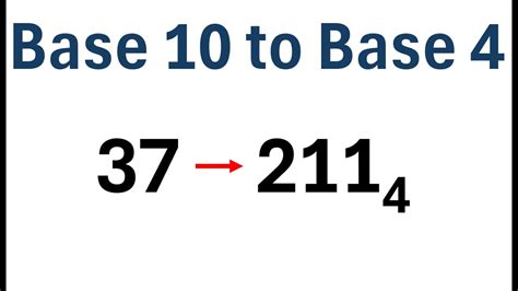 How To Convert Base 10 To Base 4 Youtube