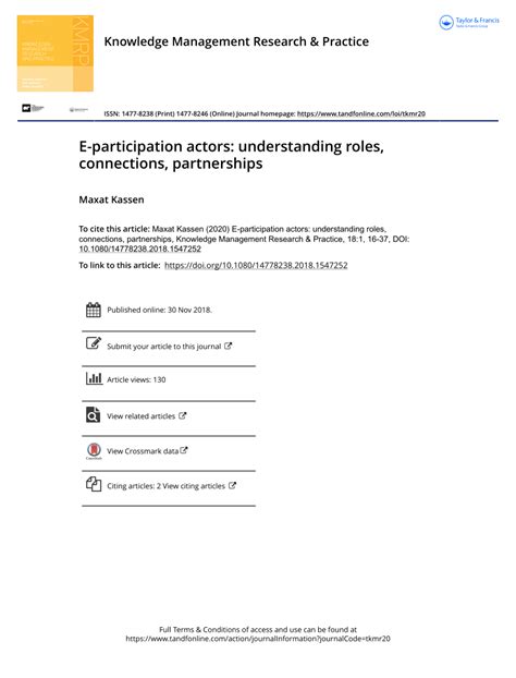 Pdf E Participation Actors Understanding Roles Connections Partnerships