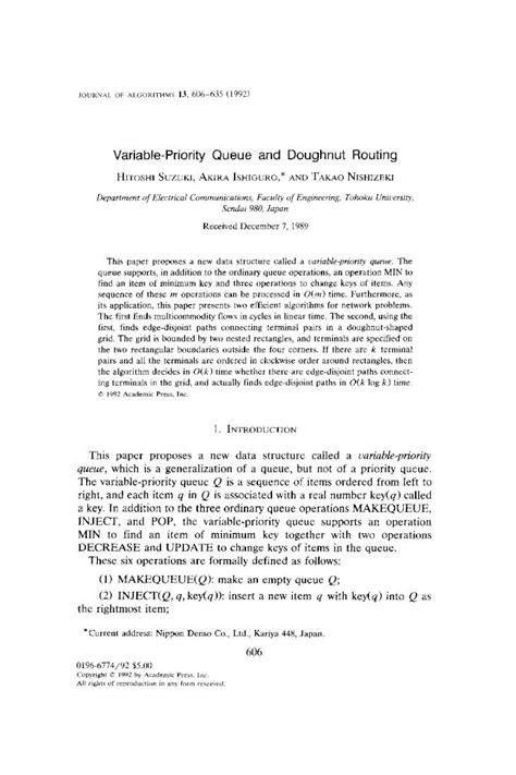 Pdf Variable Priority Queue And Doughnut Routing Dokumentips