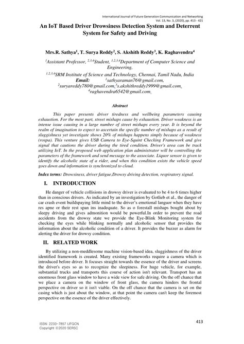 Pdf An Iot Based Driver Drowsiness Detection System And Deterrent
