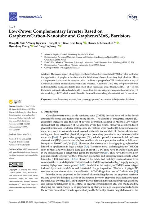 Pdf Low Power Complementary Inverter Based On Graphene Carbon