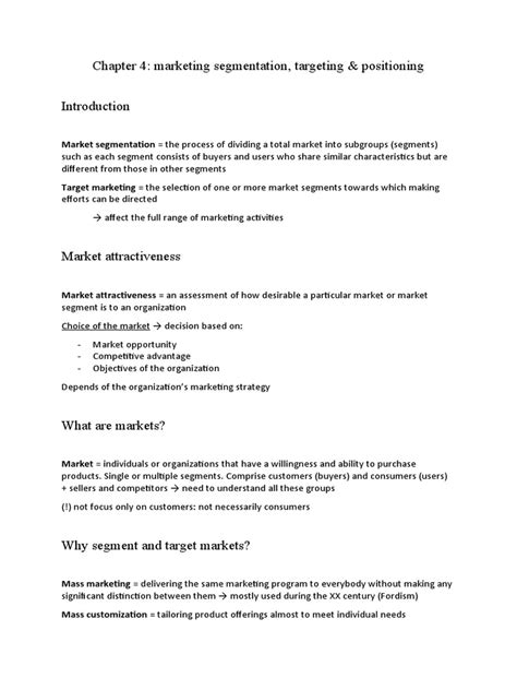 Chapter 4 Marketing Segmentation Targeting And Positioning Pdf