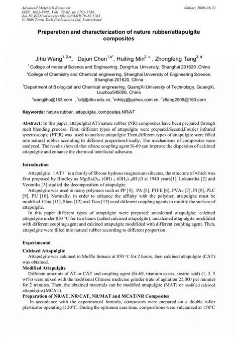 Preparation And Characterization Of Nature Rubber Attapulgite