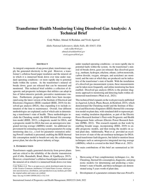 Pdf Transformer Health Monitoring Using Dissolved Gas Analysis A Technical Brief