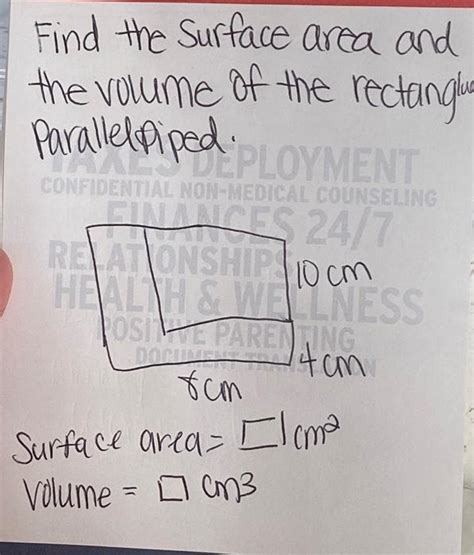 Solved Find The Surface Area And The Volume Of The Rectangle