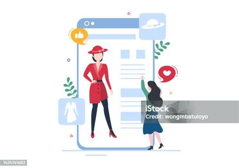 모델 포트폴리오 템플릿 손으로 그린 만화 플랫 일러스트 레이 션 모델링 에이전시 관리자 및 사진 작가가 플랫폼 디자인에서 모델 사진을 찍습니다 광고에 대한 스톡 벡터 아트