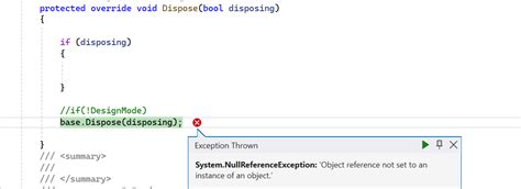 Facing Null Reference Exception In Basedispose When Inheriting A Class