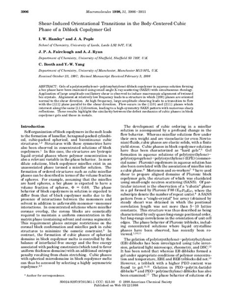 Pdf Shear Induced Orientational Transitions In The Body Centered Cubic Phase Of A Diblock