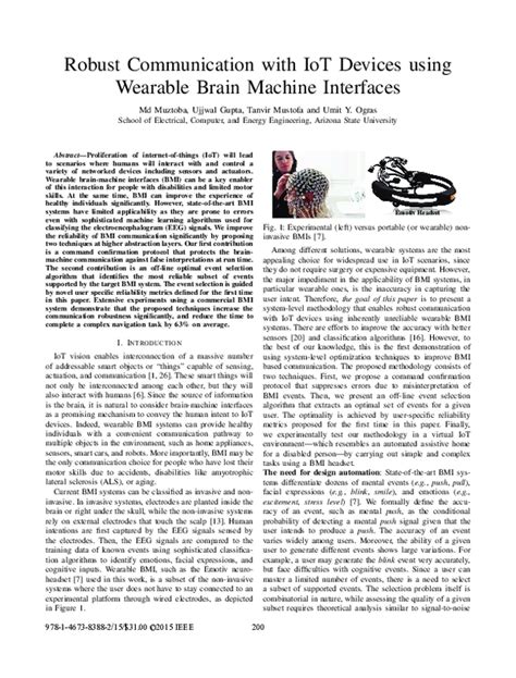 Pdf Robust Communication With Iot Devices Using Wearable Brain