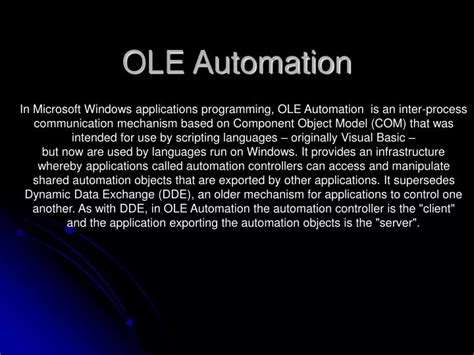 Ppt Ole Automation Powerpoint Presentation Free Download Id5531612