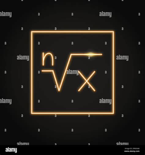 Neon Math Powers And Roots Icon In Line Style Mathematics Index Symbol Vector Illustration