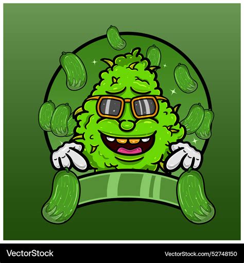 Weed Bud Cartoon With Cucumber Flavor Weed Design Vector Image