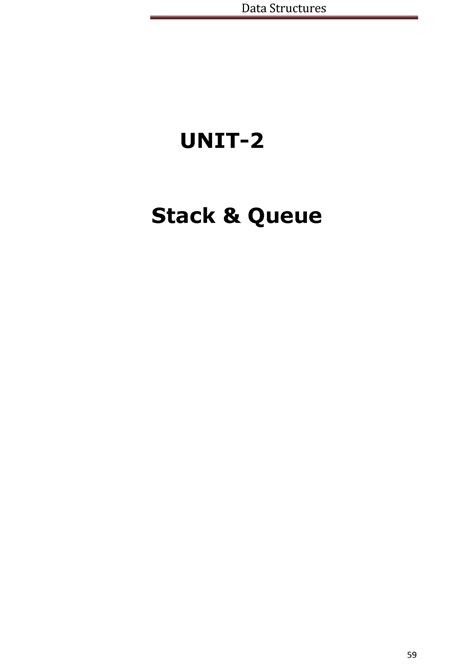 Ds Final Notes Data Structure Using C UNIT Stack Queue Stack A Stack Is An