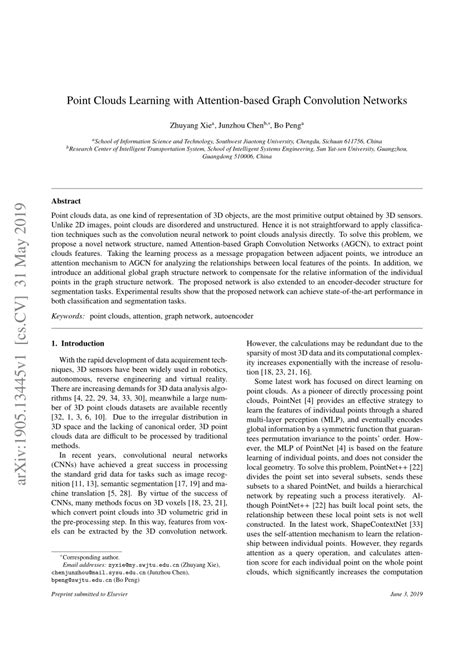 Pdf Point Clouds Learning With Attention Based Graph Convolution Networks