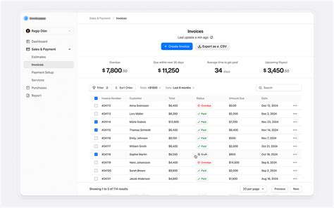 Invoice Table List Dashboard Design Behance