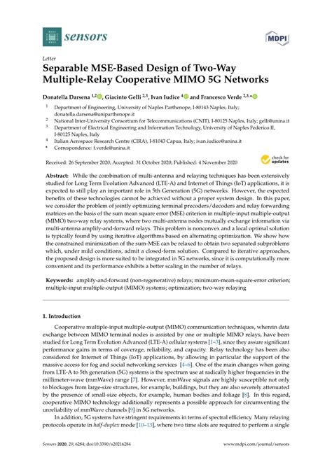 Pdf Separable Mse Based Design Of Two Way Multiple Relay Cooperative