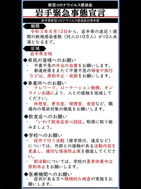 岩手県が独自の緊急事態宣言を発出 10万人あたり10人未満めざす 盛岡経済新聞