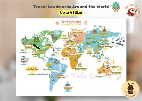 Travel Landmarks On The World Map Famous Places And Locations Around