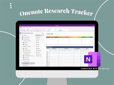 Onenote Research Tracker Template Optimized For Desktop Onenote Planner Workplace Project