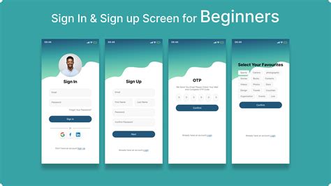 Simple Sign In Sign Up And Otp Screens For Beginners Prototype Figma