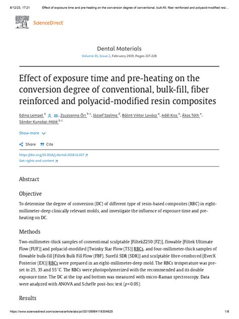 Effect Of Exposure Time And Pre Heating On The Conversion Degree Of Conventional Bulk Fill
