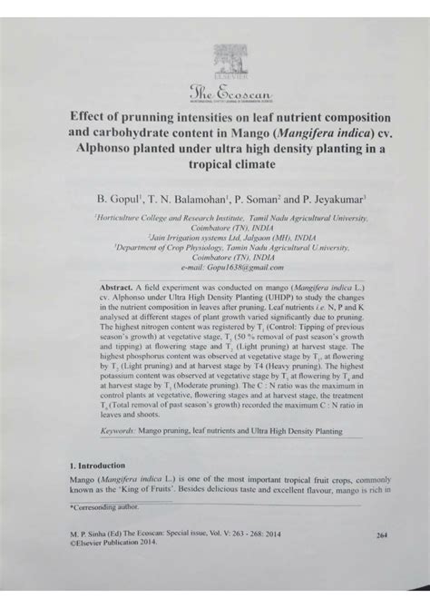 Pdf Effect Of Pruning Intensities On Leaf Nutrient Composition And