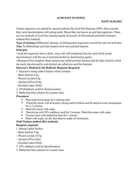 Acid Fast Staining Acid Fast Stainging Acid Fast Staining Date 26 Certain Organisms Are