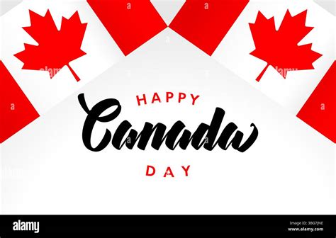 Happy Canada Day Cute Poster With 3d Flag Frame Greeting Card Design