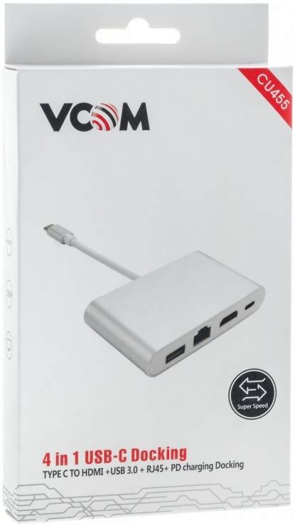 Кабель адаптер Vcom Usb3 1 Type Cmhdmi Usb3 0 Rj45 Pd Charging — купить по низкой цене в