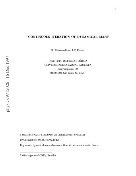 Pdf Continuous Iteration Of Dynamical Maps
