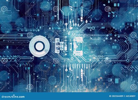 Minimalistic Abstract Background With Circuitry Patterns And Futuristic