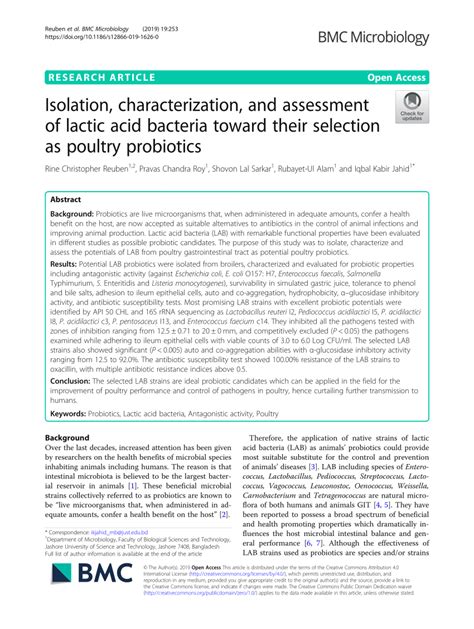 Pdf Isolation Characterization And Assessment Of Lactic Acid
