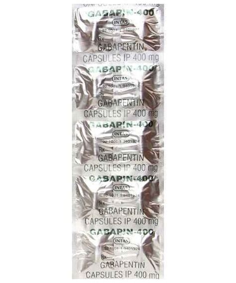 Gabapin 400 Gabapentin Capsule Packaging Size 10 Capsules In 1 Strip
