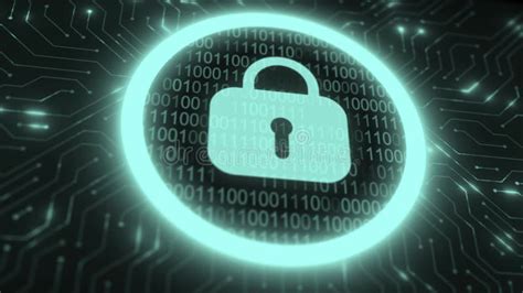 Cyber Security Concept Closed Lock Running Binary Code Circuit Grid Stock Video Video Of