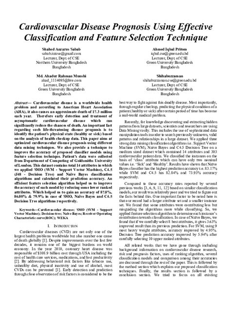 Pdf Cardiovascular Disease Prognosis Using Effective Classification And Feature Selection