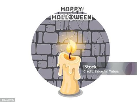 즐거운 할로윈 보내세요 촛불 불타는 아이콘 촛대 기호입니다 인사말 카드 파티 초대장 색상 배경 벡터 일러스트레이션 갈색에 대한 스톡 벡터 아트 및 기타 이미지 Istock
