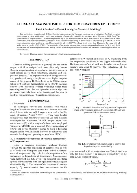 Pdf Fluxgate Magnetometer For Temperatures Up To 180°c