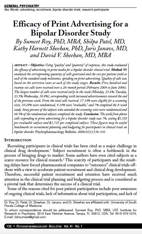 sumeet roy phd mba efficacy of print advertising for a bipolar