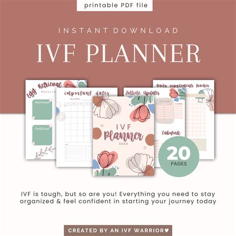 Digital Ivf Planner Printable Ivf Journal Ivf Calendar Template Ivf
