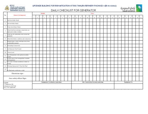 Generator Checklist 1 Pdf