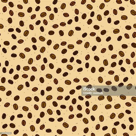 스케치 스타일의 손으로 그린 커피 콩과 원활한 벡터 패턴 벽지 패턴 채우기 웹 페이지 배경 표면 텍스처에 사용할 수 있습니다 갈색에 대한 스톡 벡터 아트 및 기타 이미지