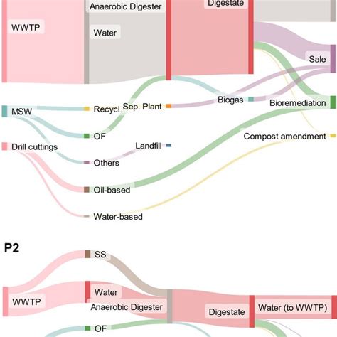 Sankey Diagram Of Mass Flows Under Scenario 2 In Both Seasons P1 And P2 Download Scientific