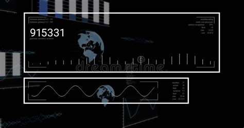 Data Processing Animation Over World Map And Graphs With Numerical Statistics Stock Video