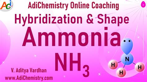 Ammonia Nh3 Sp3 Hybridzation Trigonal Pyramidal Shape Bond Angle 107 Lone Pair Repulsion Class