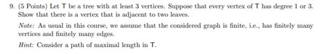 Solved Points Let T Be A Tree With At Least Vertices Chegg