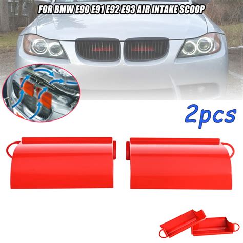 1pair Stainless Steel Car Front Bumper Right And Left Air Scoop Ram Air