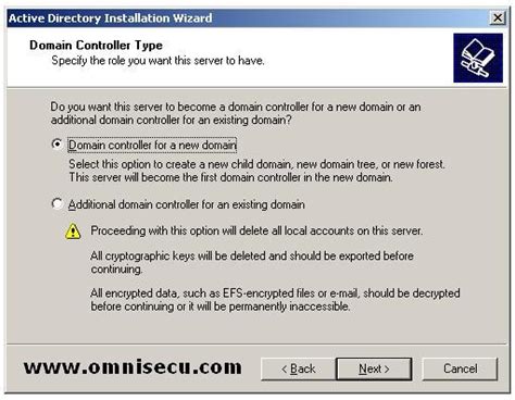 Windows 2003 Active Directory Installation Running Dcpromo