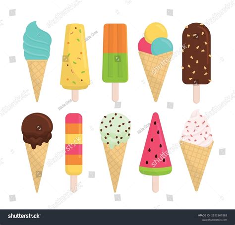 Different Types Ice Cream Assorted Ice Stock Vector Royalty Free Shutterstock