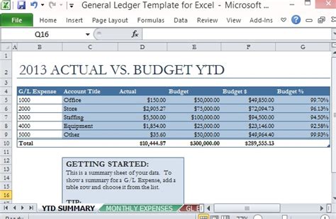 General Ledger Template For Excel