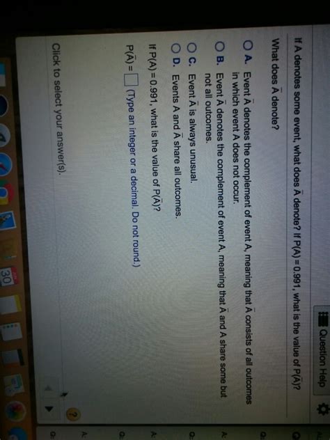 solved question help if a denotes some event what does